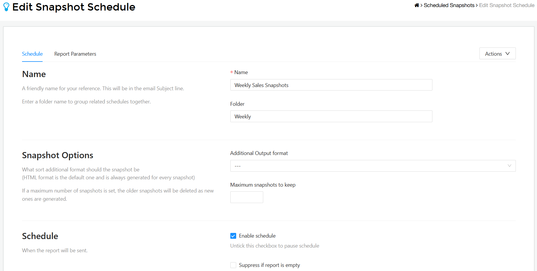 How to Create and Manage Snapshots in Wink Reports
